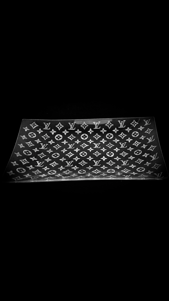 Designer Inspired LV Glass Rolling Tray – Script Glass